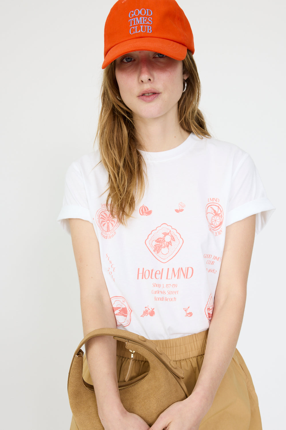 White Mandarina Stamp T-Shirt - Classic LMND Logo Tee | LMND