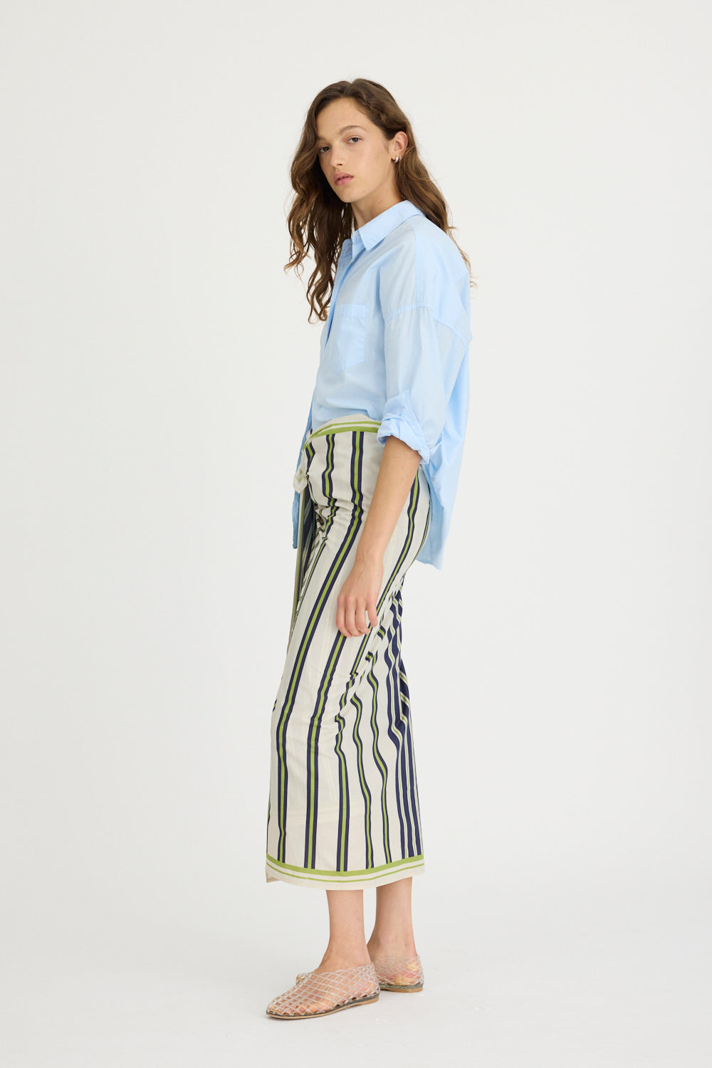 Navy White Pear Striped Pareo Sarong - Playa Collection | LMND